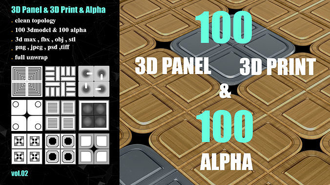 100 3D PANEL and 3D PRINT and ALPHA VOL 02 3D model 3D printable | CGTrader