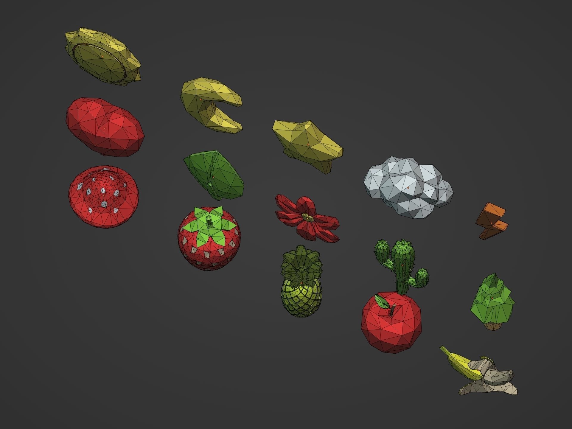 3D model Low Poly Cartoon Icons Pack VR / AR / low-poly | CGTrader