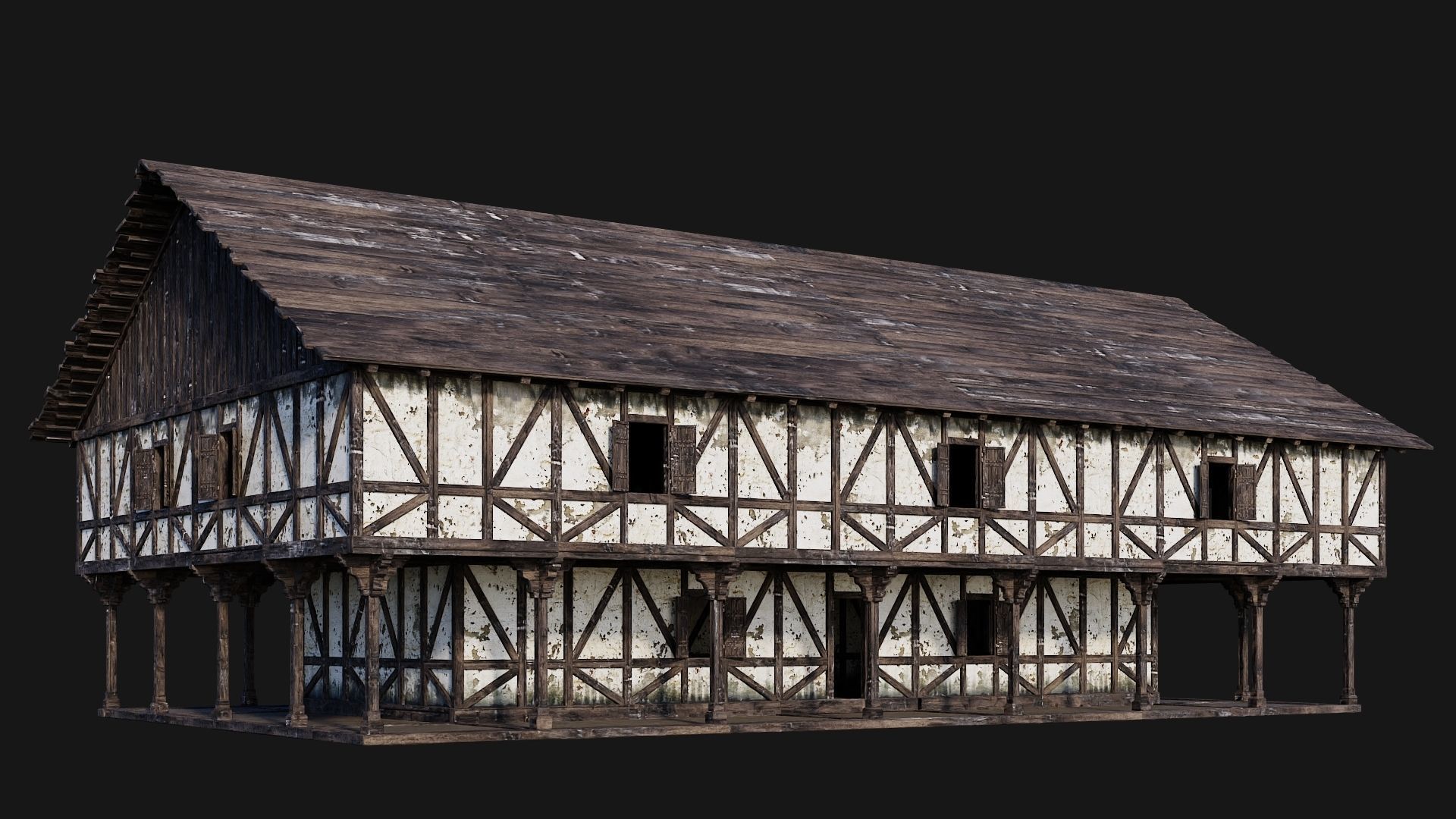 3D model Old Medieval House Building 4K Textures GameReady 193 VR / AR ...
