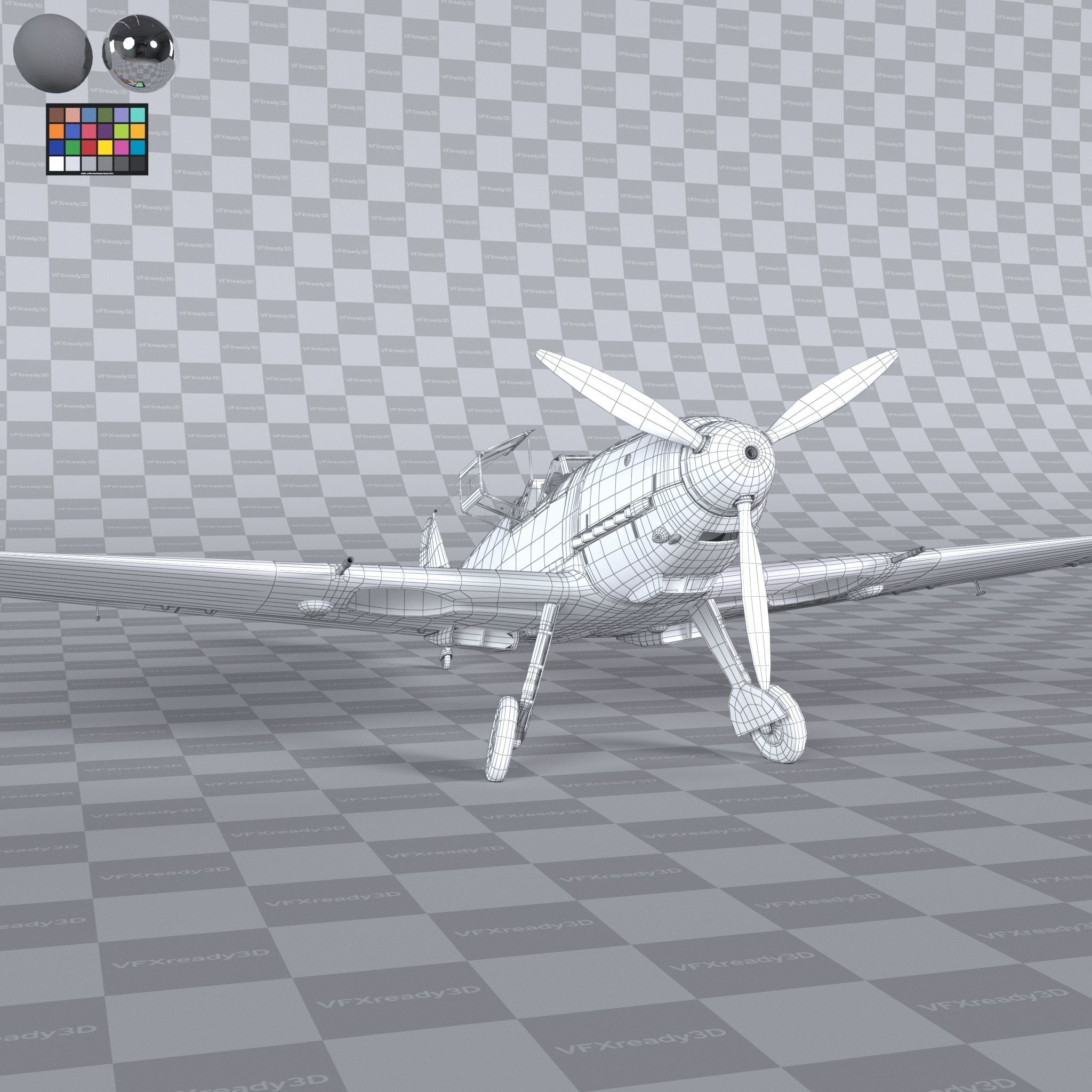 Messerschmitt BF109 German Fighter Airplane Grey V3 3D model rigged ...