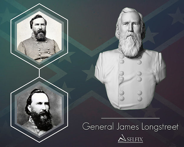 General James Longstreet bust sculpture 3D model 3D printable | CGTrader