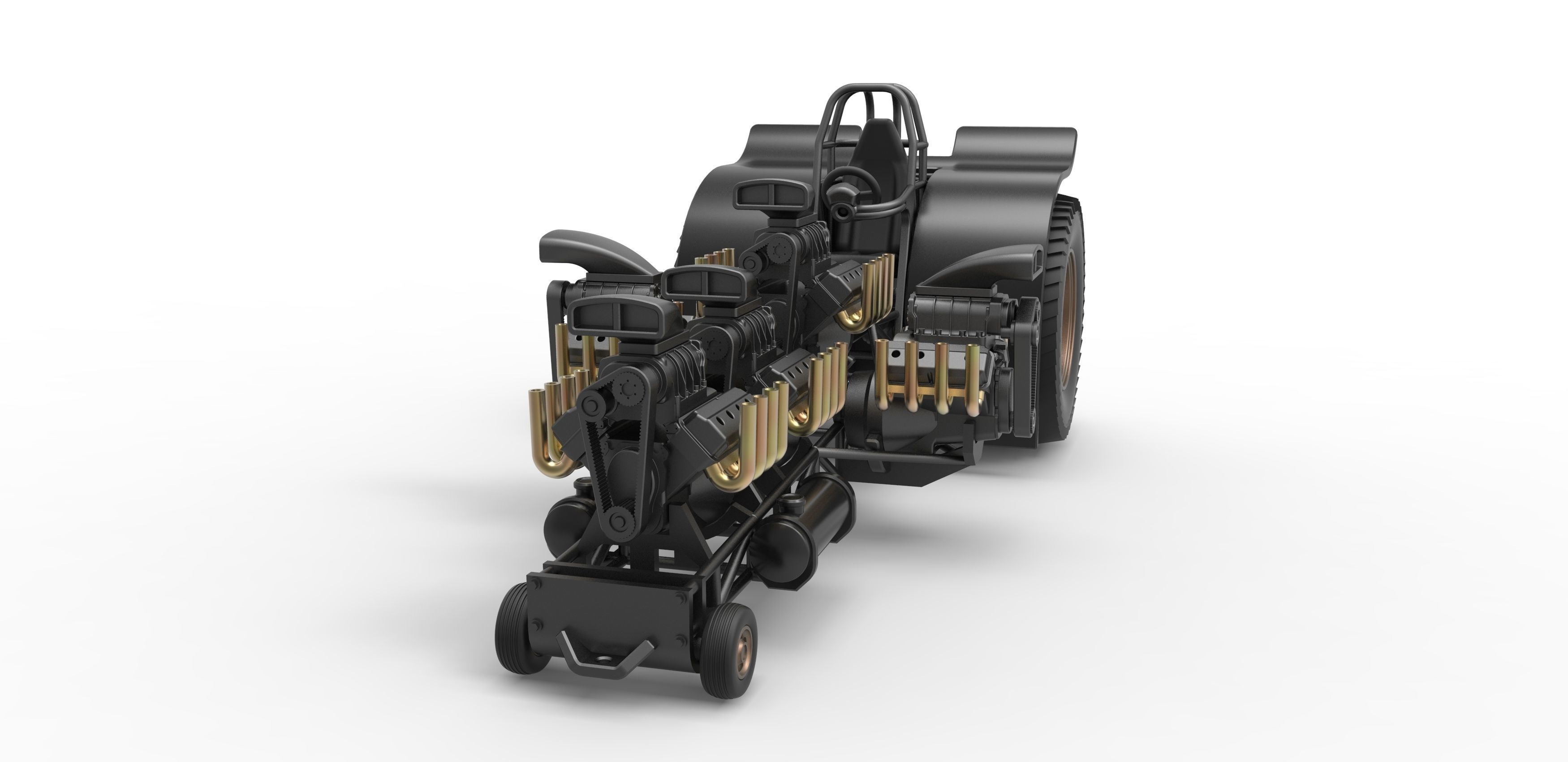 Pulling tractor with 5 engines V8 Version 4 Scale 1 to 25 3D model 3D ...