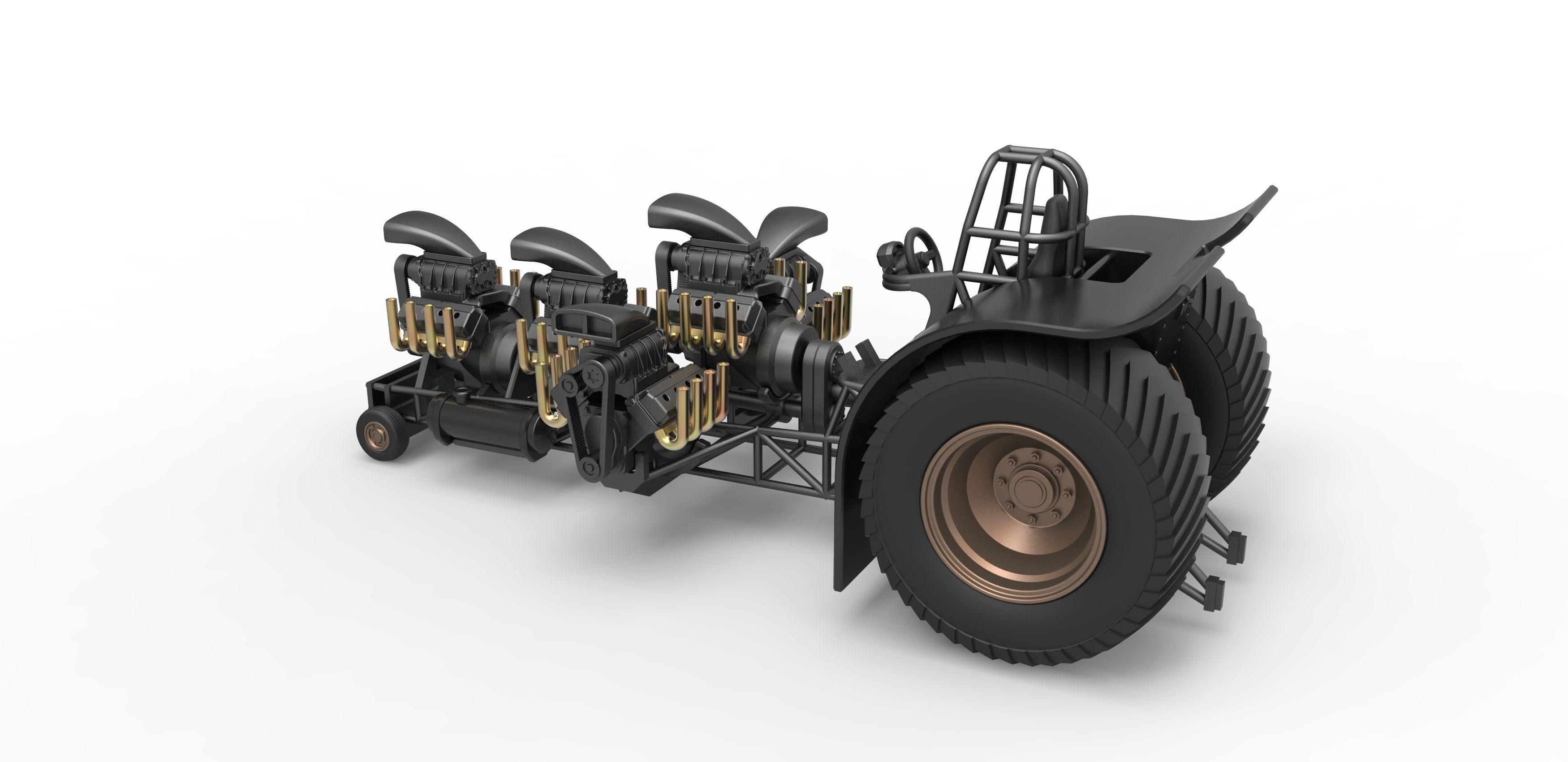 Pulling tractor with 5 engines V8 Version 4 Scale 1 to 25 3D model 3D ...