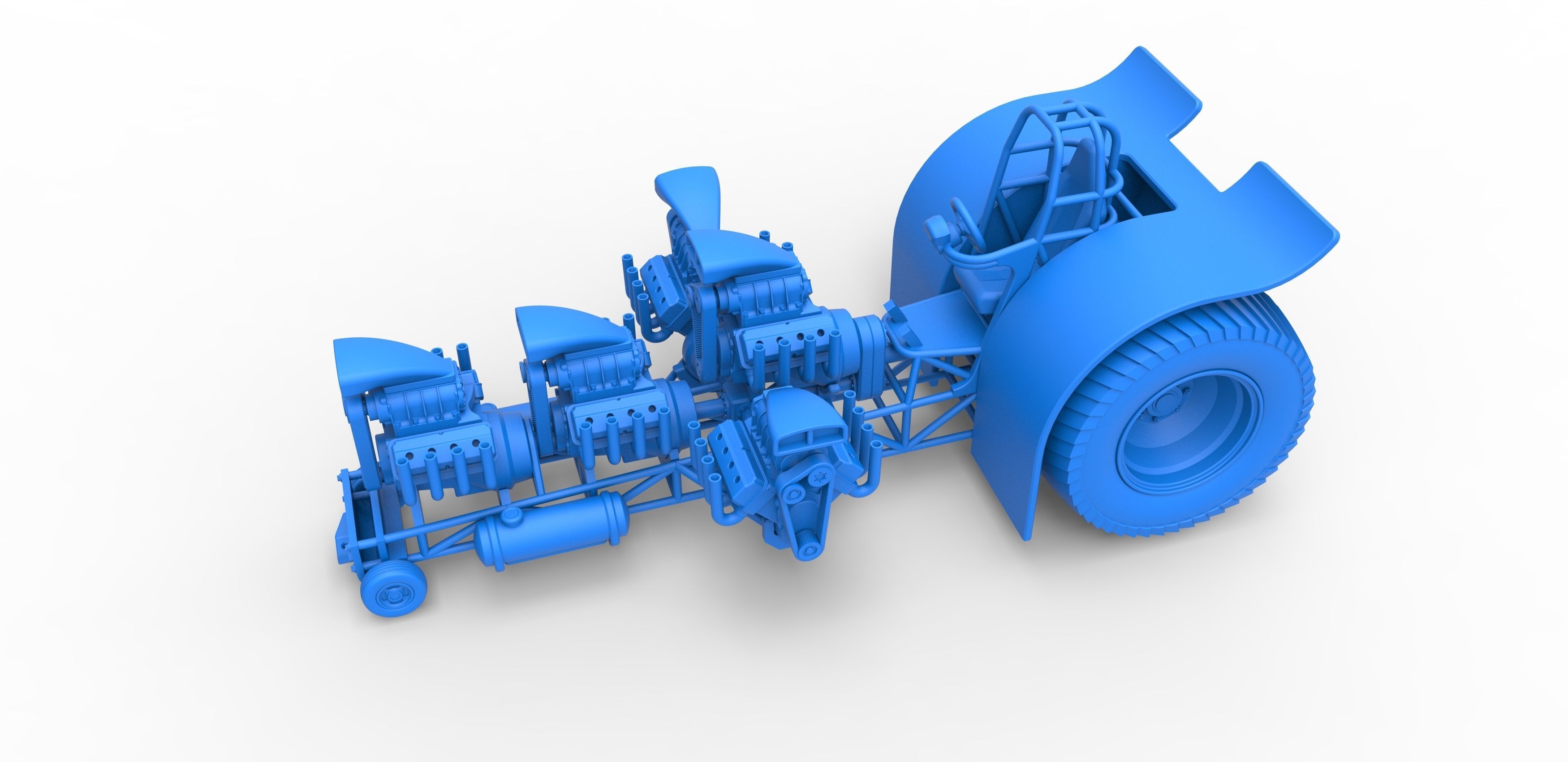 Pulling tractor with 5 engines V8 Version 4 Scale 1 to 25 3D model 3D ...