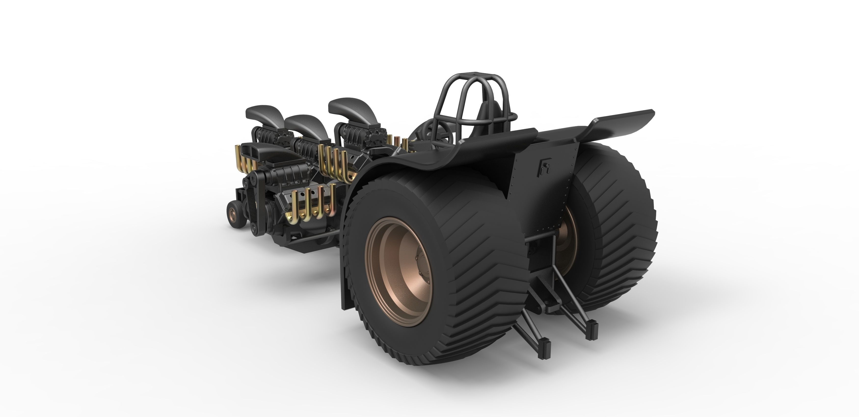 Pulling tractor with 5 engines V8 Version 4 Scale 1 to 25 3D model 3D ...