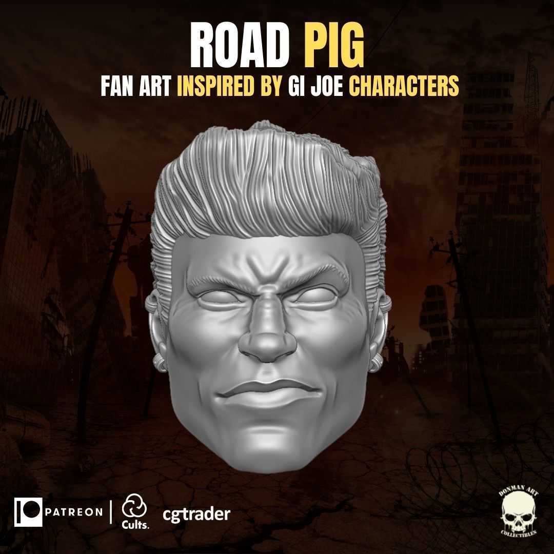 Road Pig Fan art Heads for action figures 3D model 3D printable | CGTrader