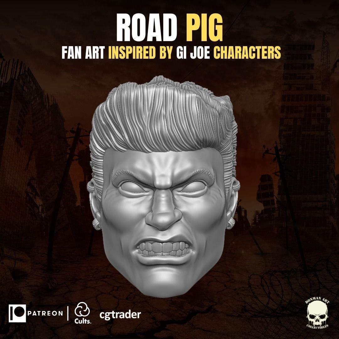 Road Pig Fan art Heads for action figures 3D model 3D printable | CGTrader