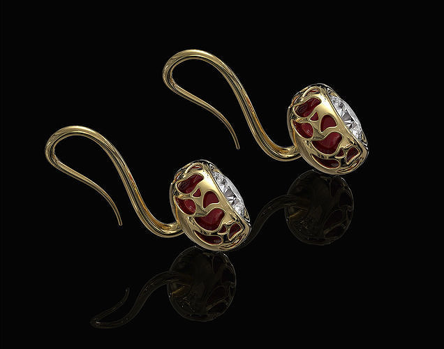 Enamel earrings with tall hook 3D model 3D printable | CGTrader