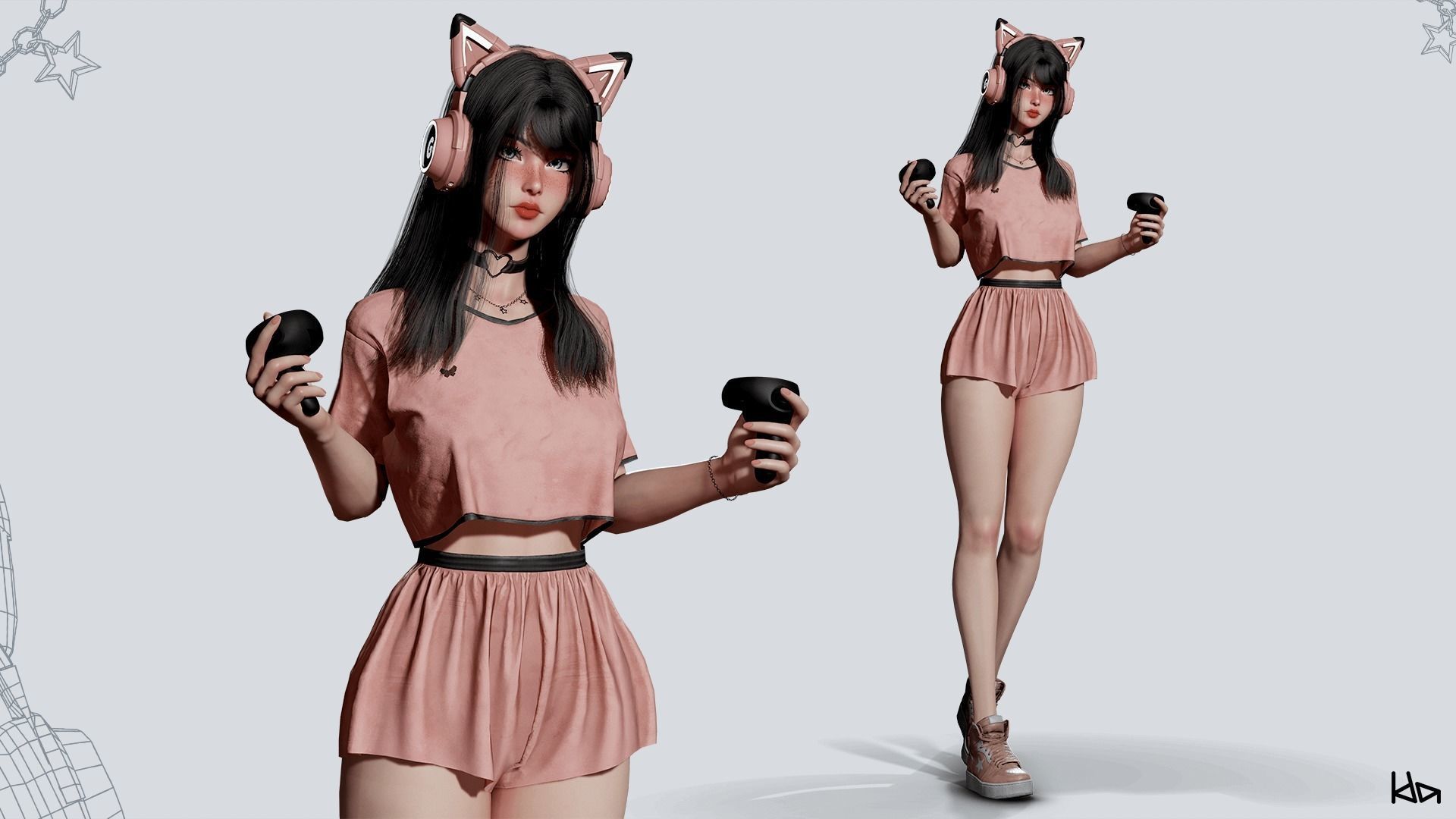 3D model Gamer Girl - Game Ready VR / AR / low-poly | CGTrader