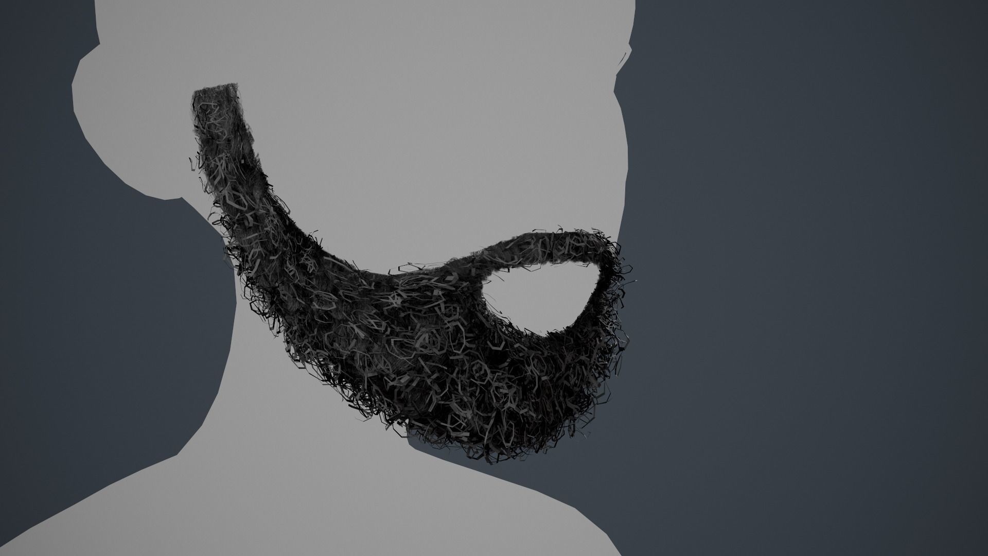 3D model Facial Hair Cards Style 7 - Full Curly Beard VR / AR / low ...