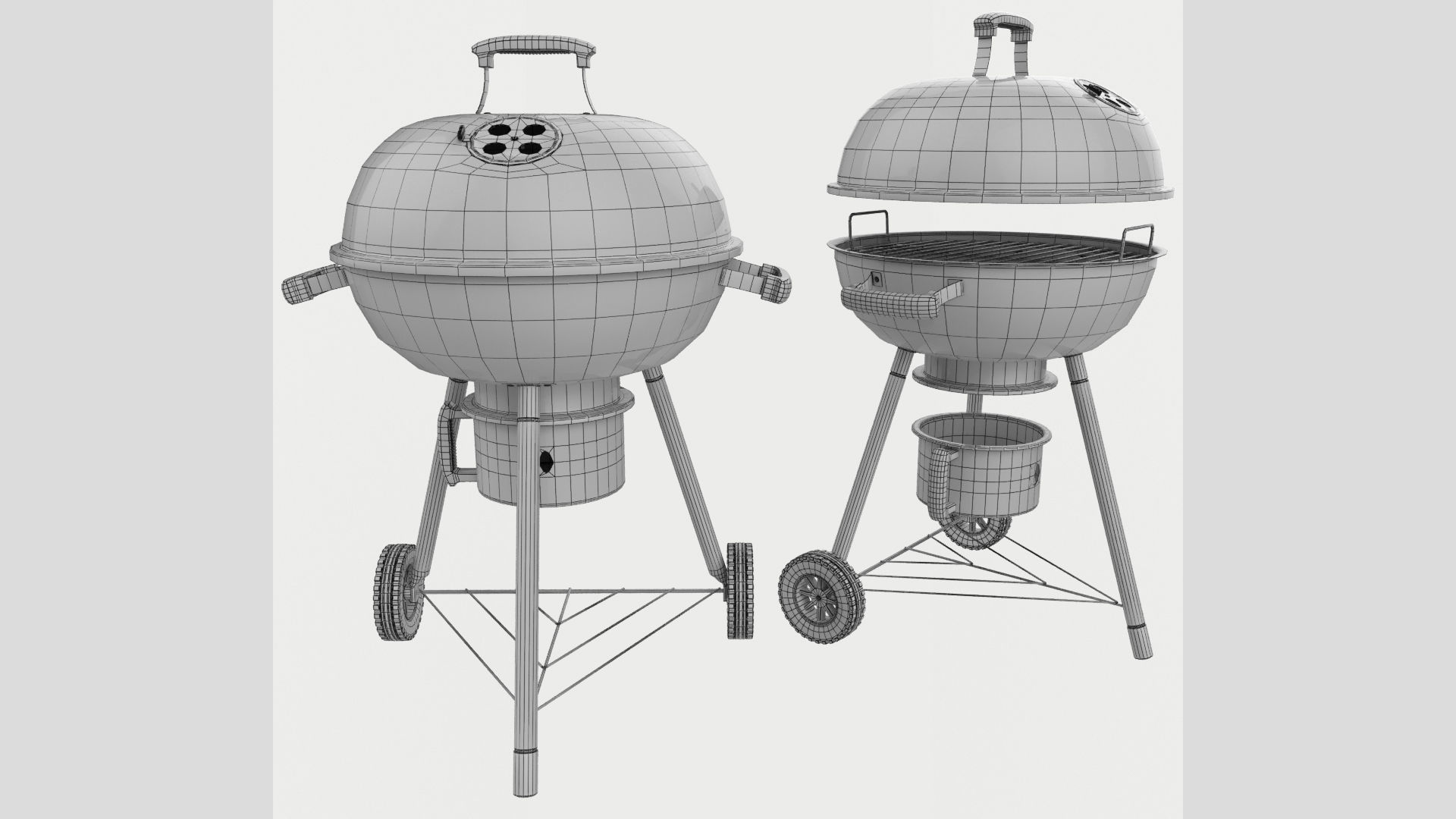 Charcoal Grill Low High Poly Unwrapped 3D model | CGTrader