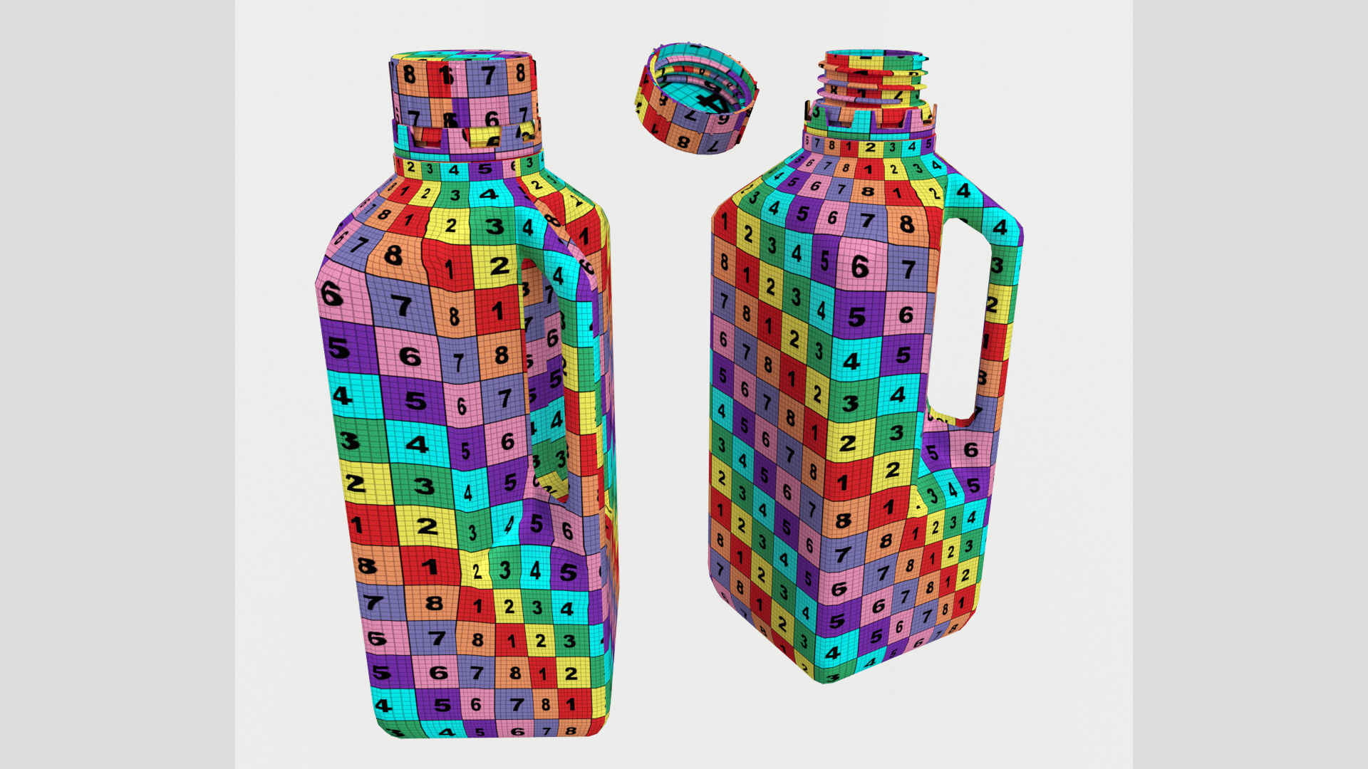 1L 34oz Square Bottle with Handle Low High Poly 3D model | CGTrader