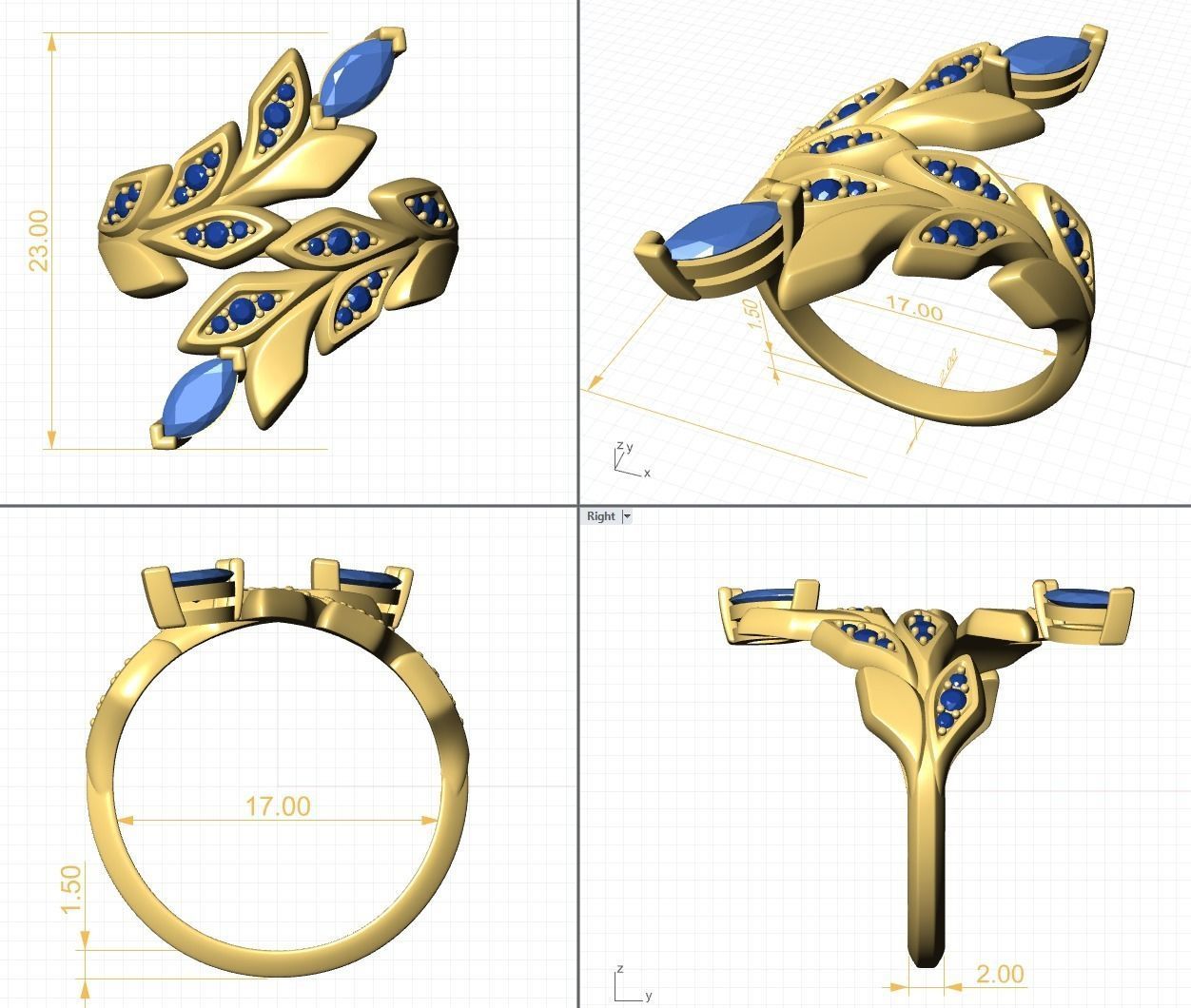 Vine Bypass Ring 3D model 3D printable | CGTrader