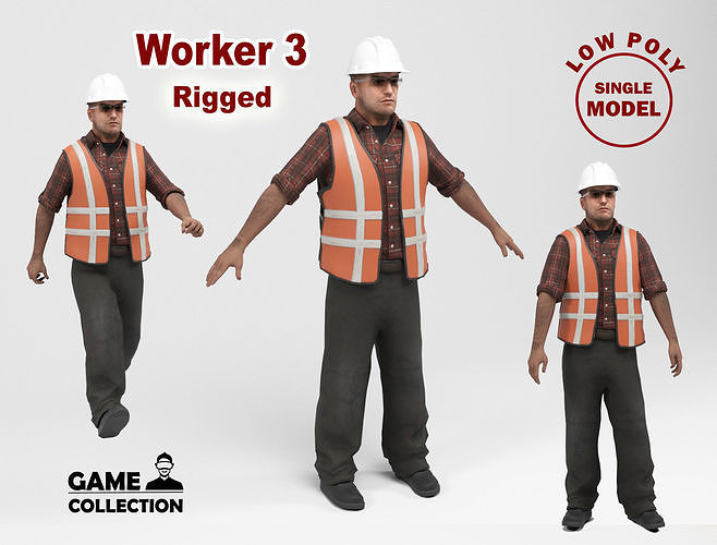 3D model Worker 3 VR / AR / low-poly | CGTrader
