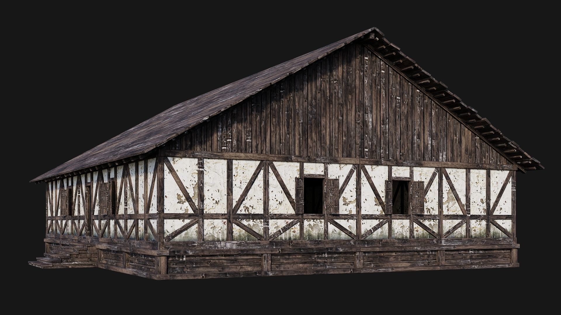 3D model Old Medieval House Building 4K Textures GameReady 196 VR / AR ...