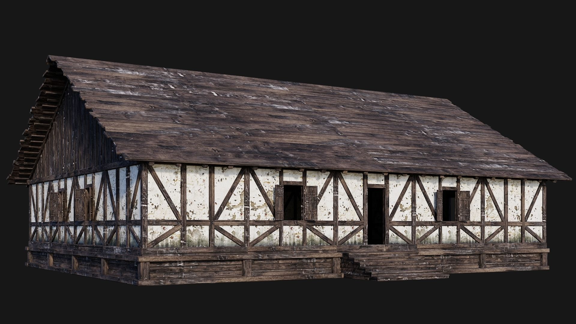 3D model 4 Old Medieval Building Pack 4K Textures GameReady 193 to 196 ...