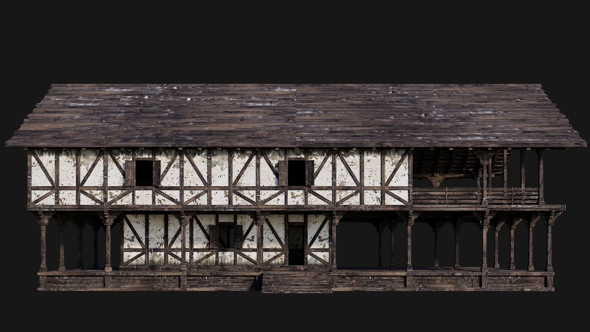 3D model 4 Old Medieval Building Pack 4K Textures GameReady 193 to 196 ...