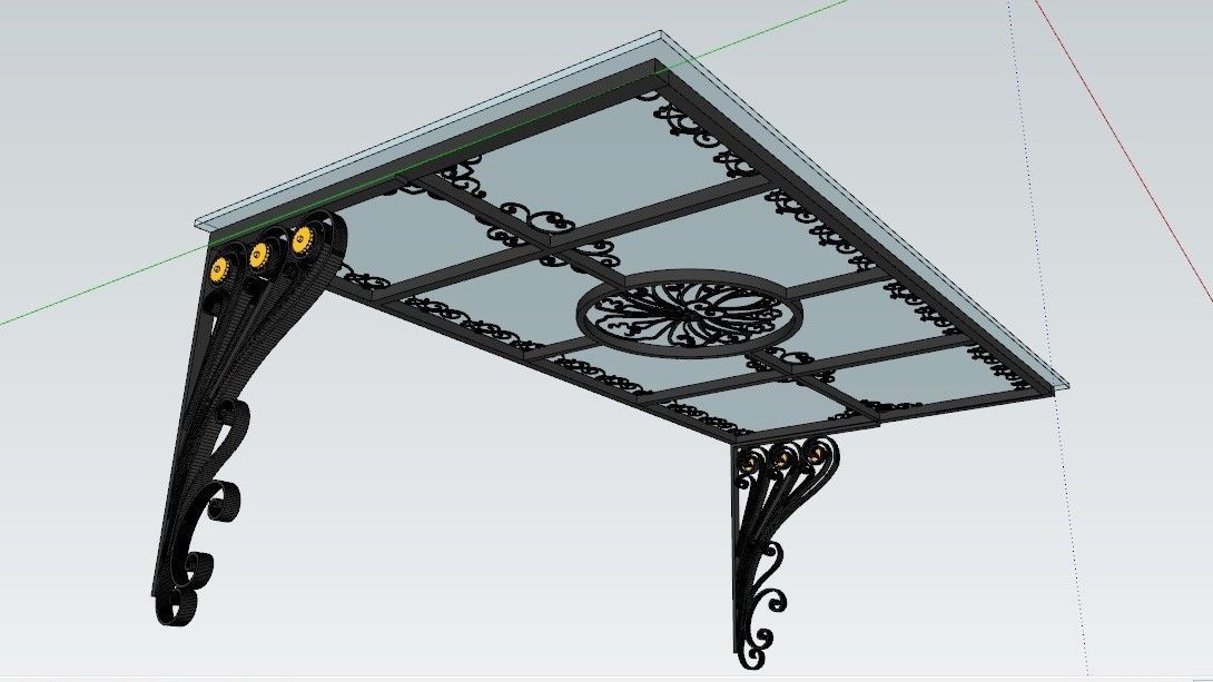 3D Model Iron Glass Roof Art Mounted Villa Facade 3D model | CGTrader