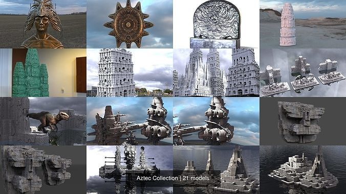 Mayan Collection golden sunburst in sky | CGTrader