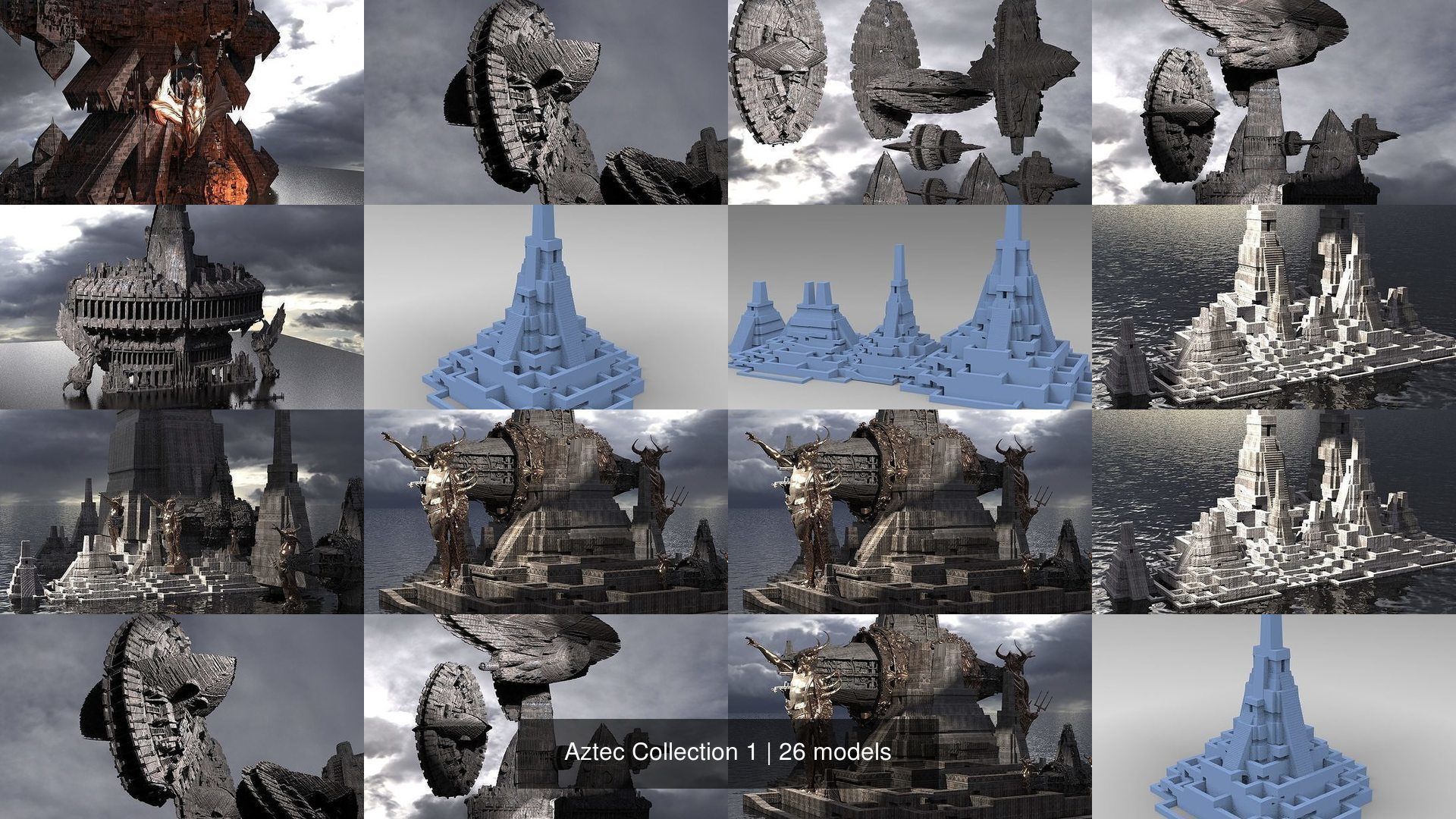 Aztec Collection 1 futuristic looking cross | CGTrader