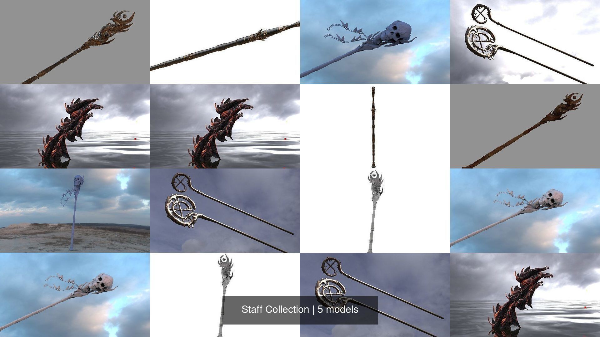 Staff Collection skull with chains hanging from it | CGTrader