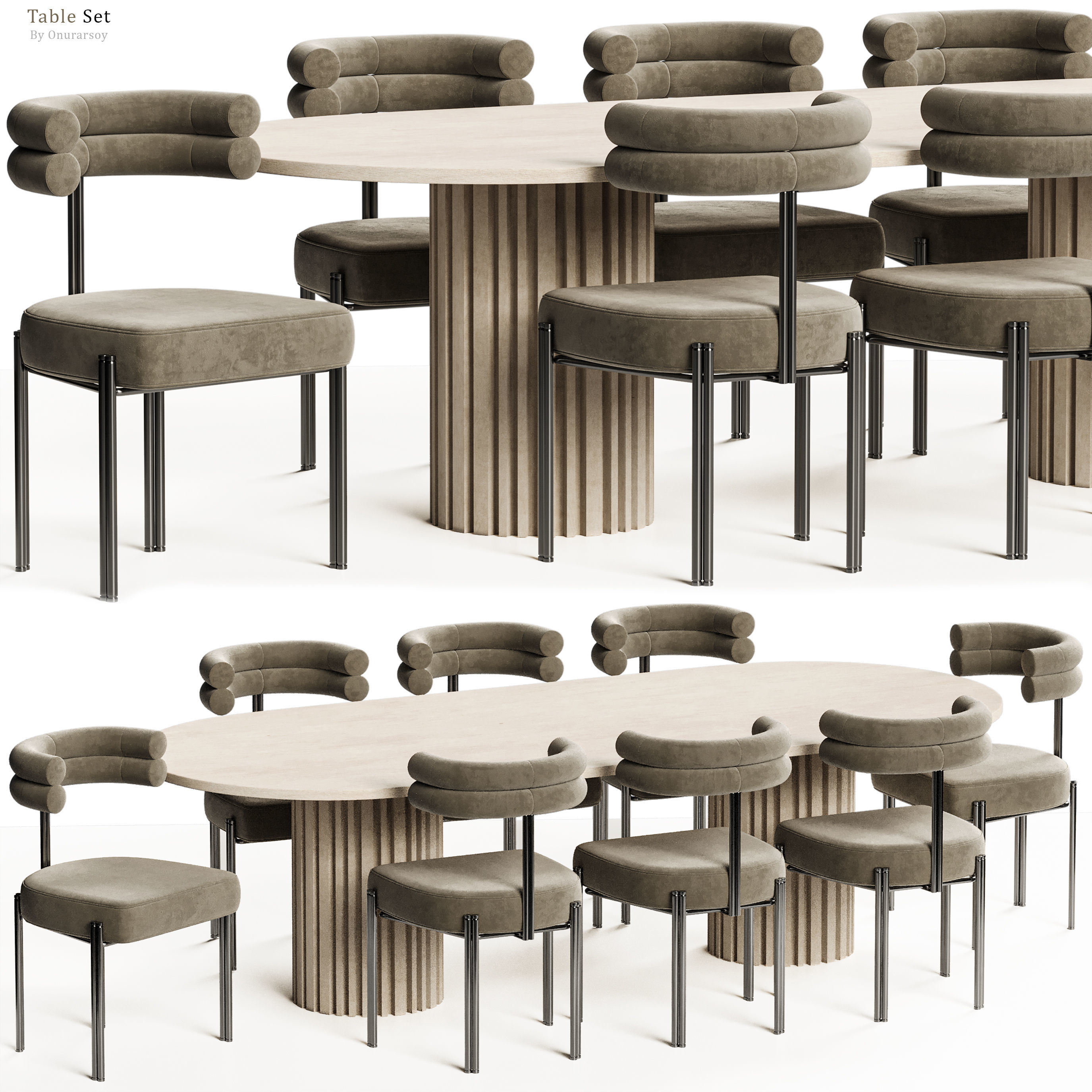 Gian Chair with Huxley Dining Table Set 3D model | CGTrader