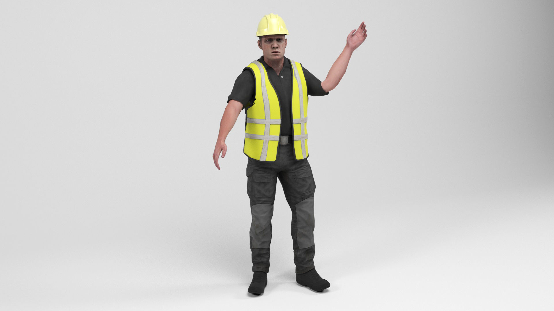 3D model Worker 4 construction wearing vest VR / AR / low-poly | CGTrader