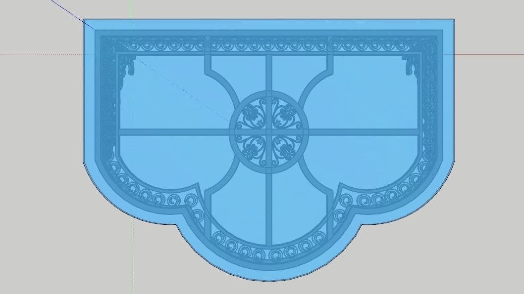 3D Model Iron Glass Roof Art Mounted Villa Facade 3D model 3D model ...
