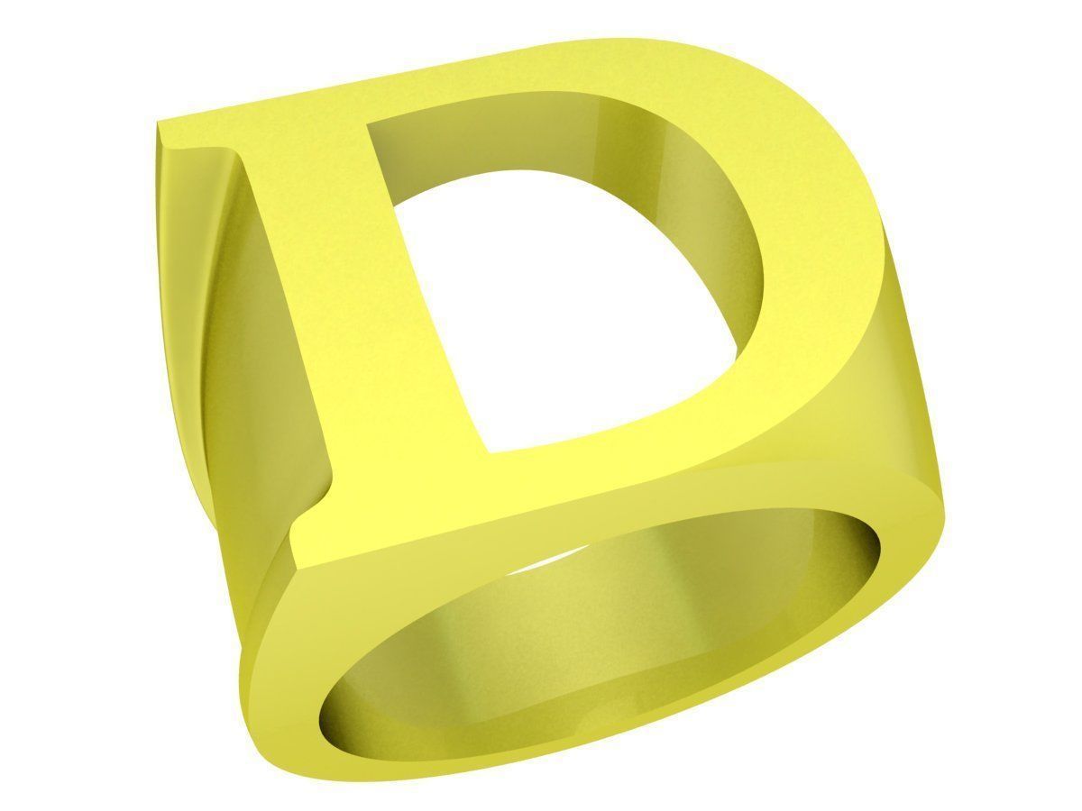 Letter D ring Alphabet ring 4067 3D model 3D printable | CGTrader