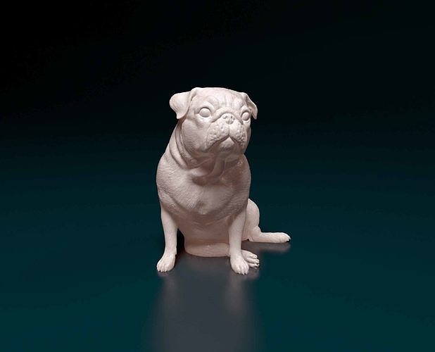 Pug dog 3D model 3D printable | CGTrader