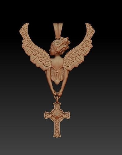 Angel Cross Pendant 3D model | CGTrader