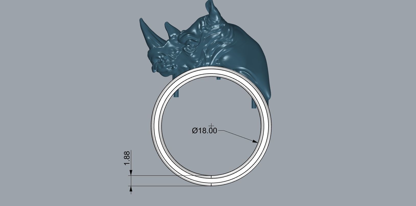 RHINO RING N- 261 print model 3D model 3D printable | CGTrader