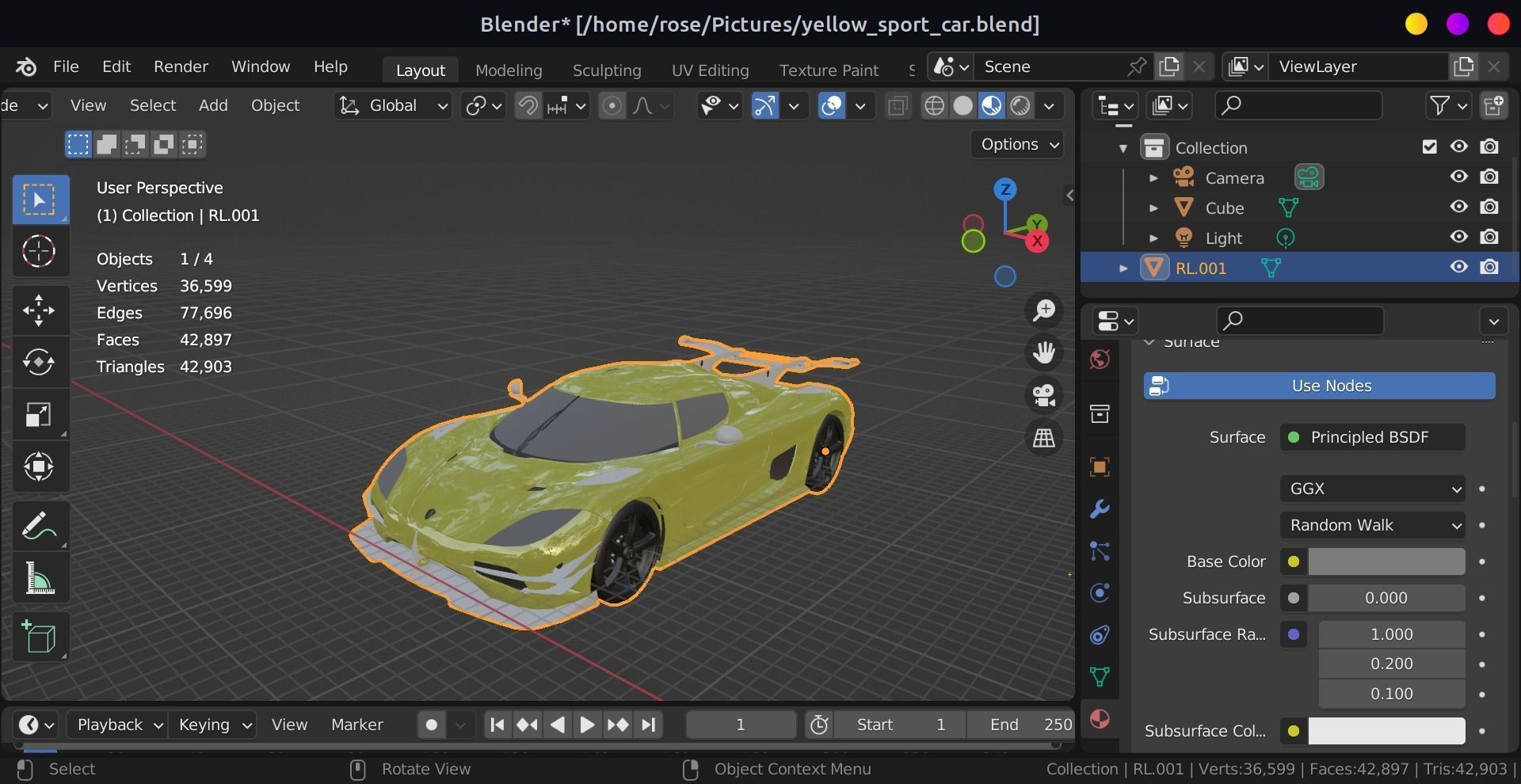 3D model Sport Car Yellow For Racing Games VR / AR / low-poly | CGTrader