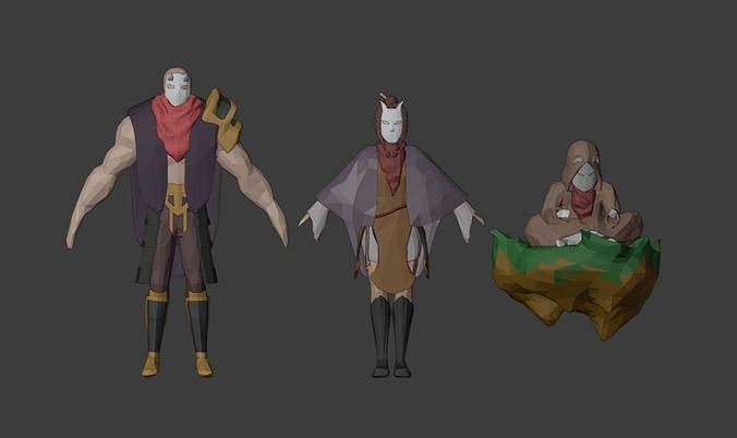 3D model Low Poly Characters Tribe VR / AR / low-poly | CGTrader