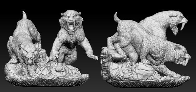 Saber-Toothed Tiger 3D model 3D printable | CGTrader