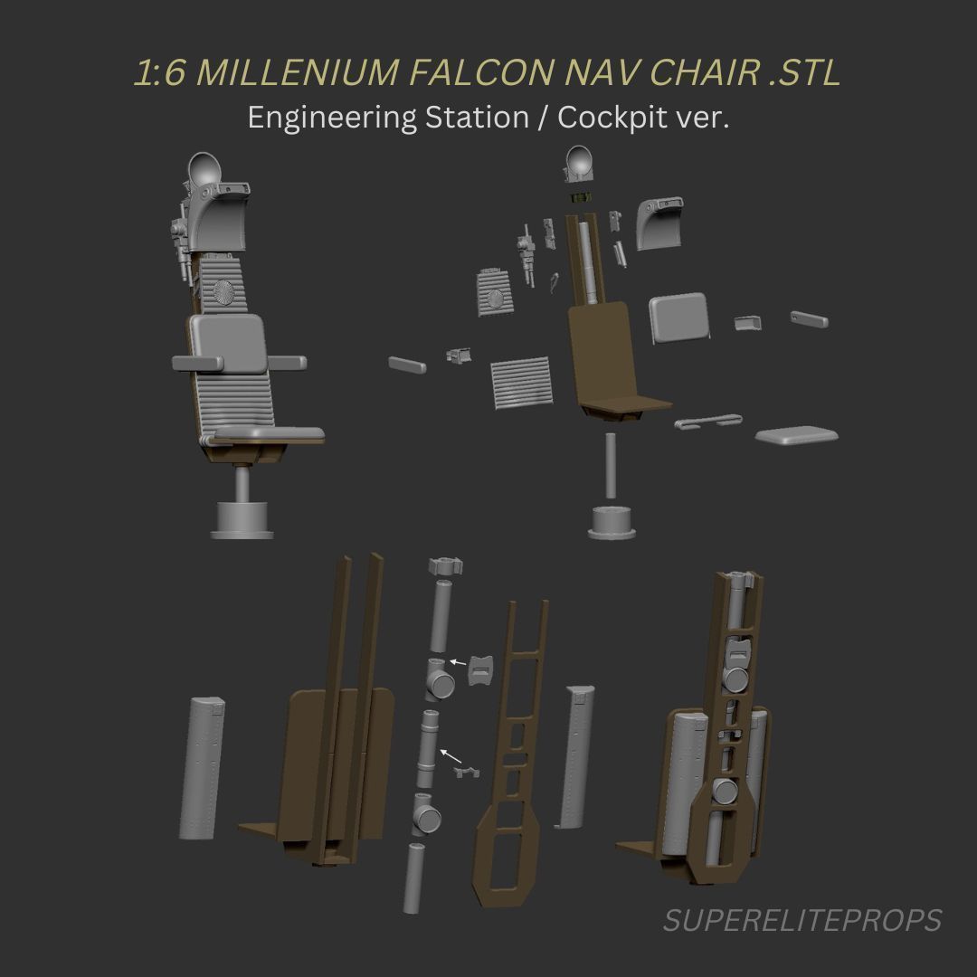 Millennium Falcon Chair for Cockpit Jazzinc upgrade 6th Scale 3D model ...