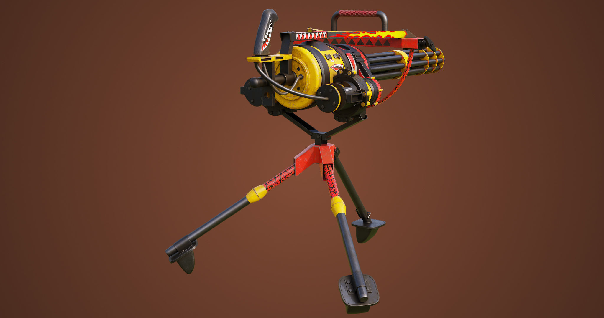 3D model M134 Minigun Red Shark Skin All PBR Textures Included VR / AR ...