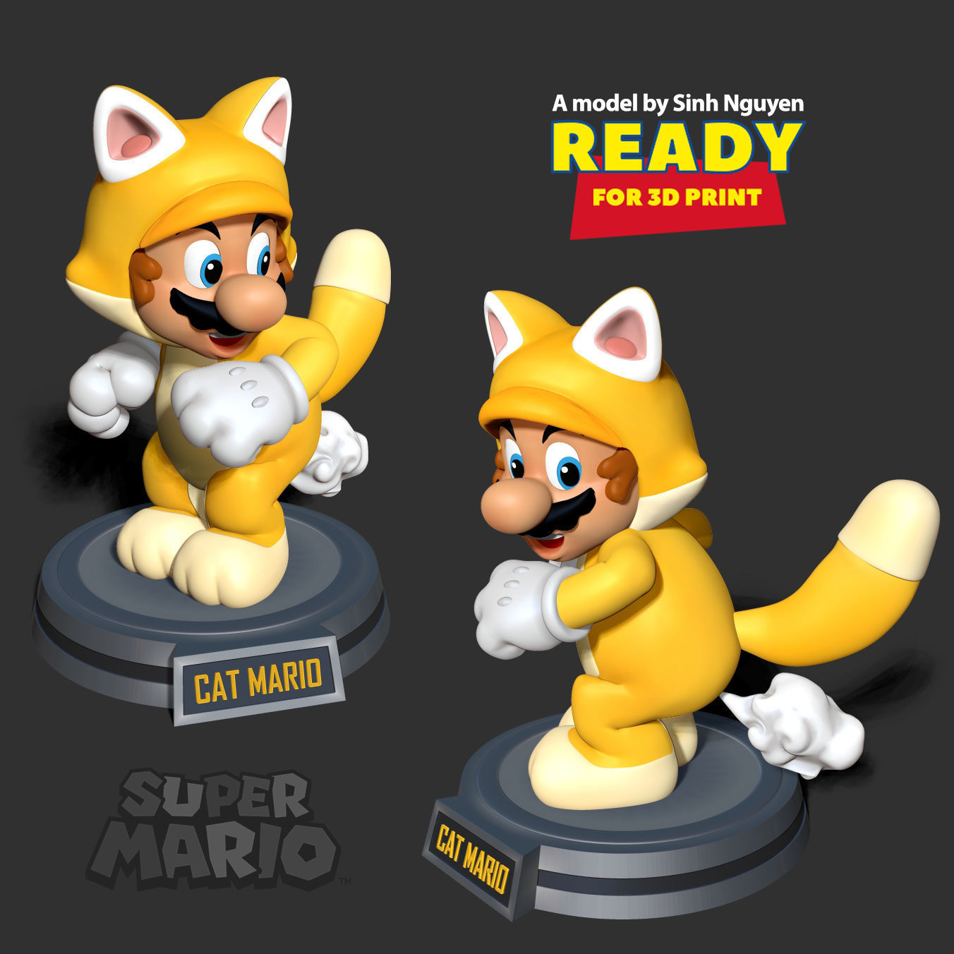 Cat Mario 3D model 3D printable | CGTrader