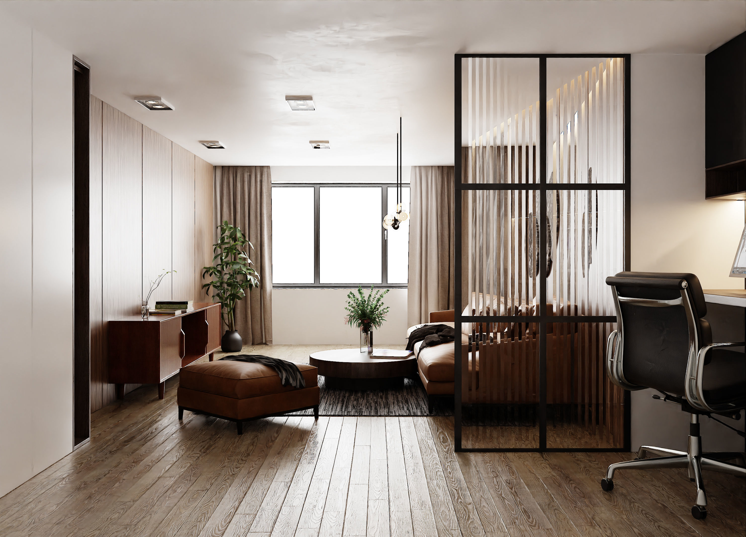 Living Room with Workspace Scene in Native Blend File 3D model | CGTrader