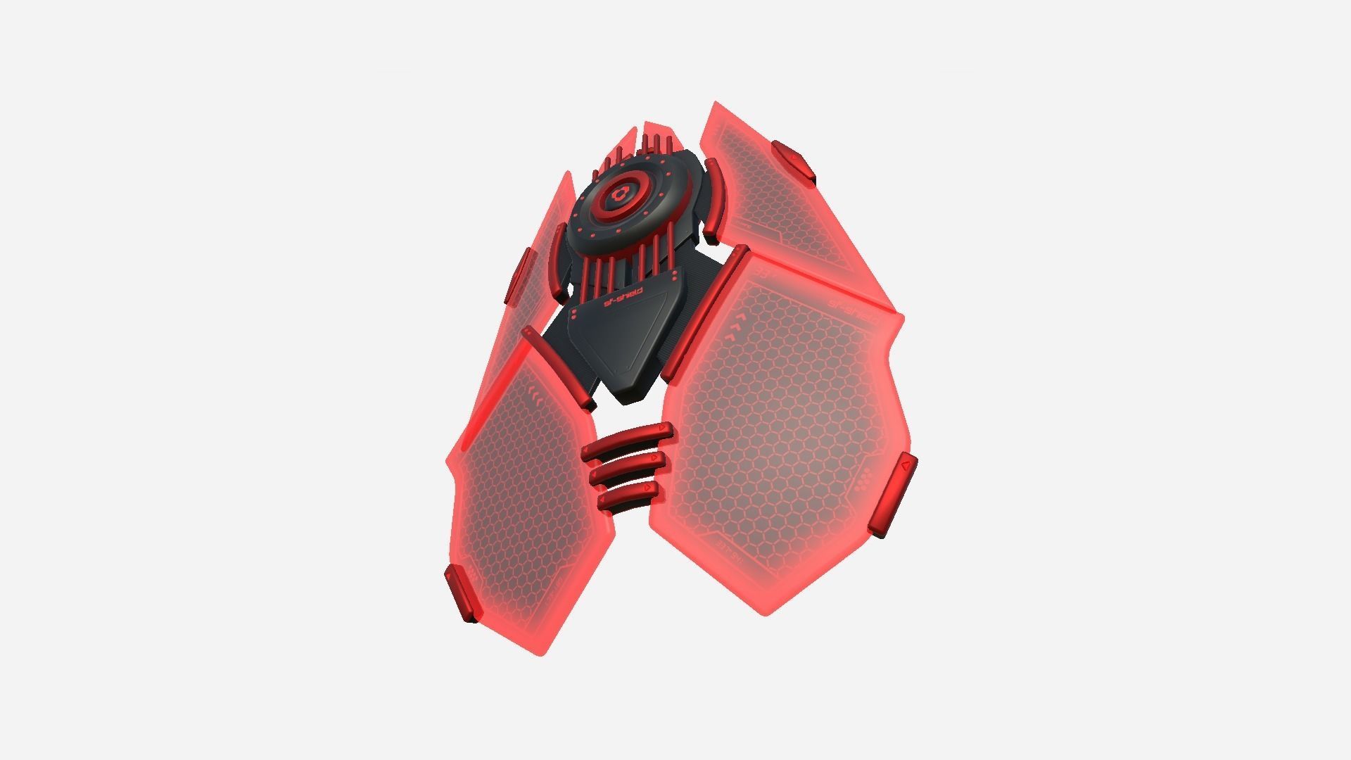3D model SciFi Shield A04 Red Black - Sci Fi Weapon Design VR / AR / low-poly | CGTrader