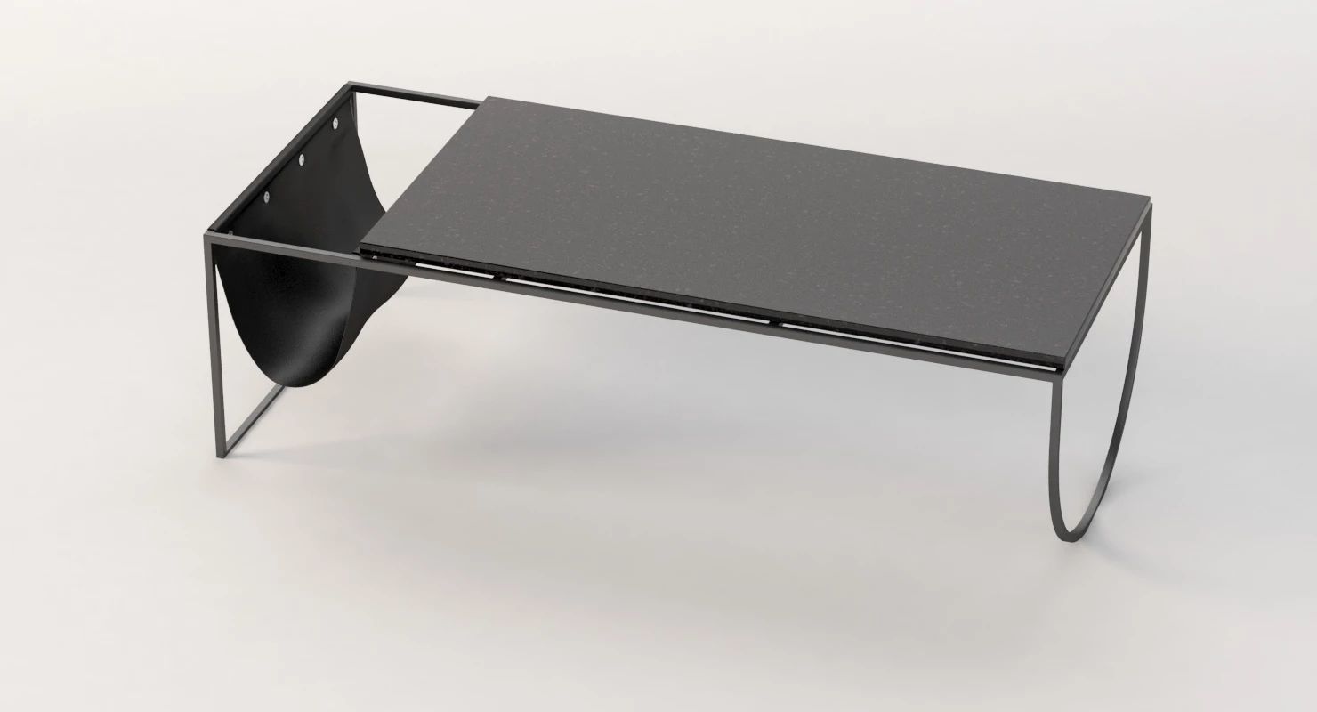 Bolia Piero Coffee Table Black Marble Top with Leather Side 3D model ...