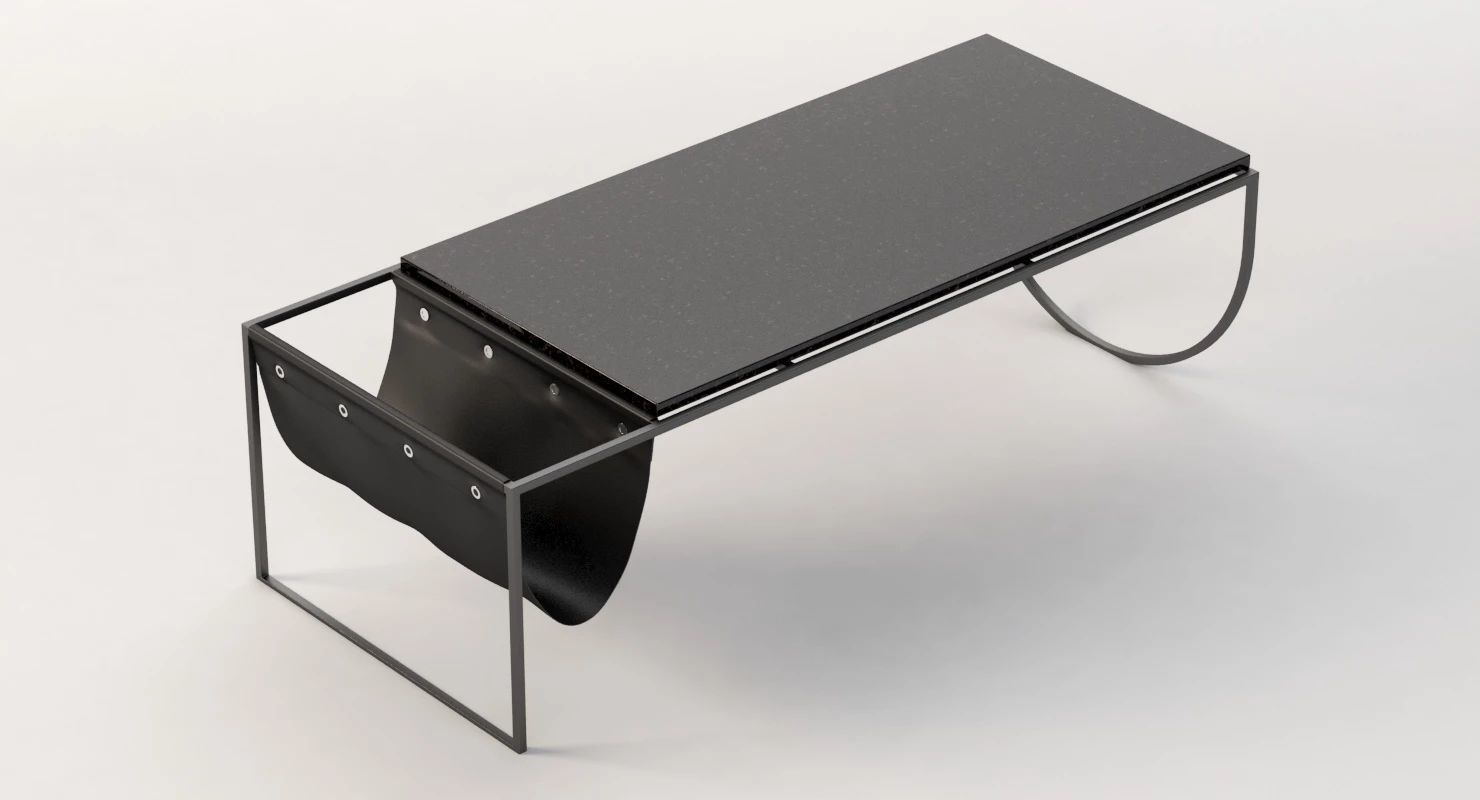 Bolia Piero Coffee Table Black Marble Top with Leather Side 3D model ...