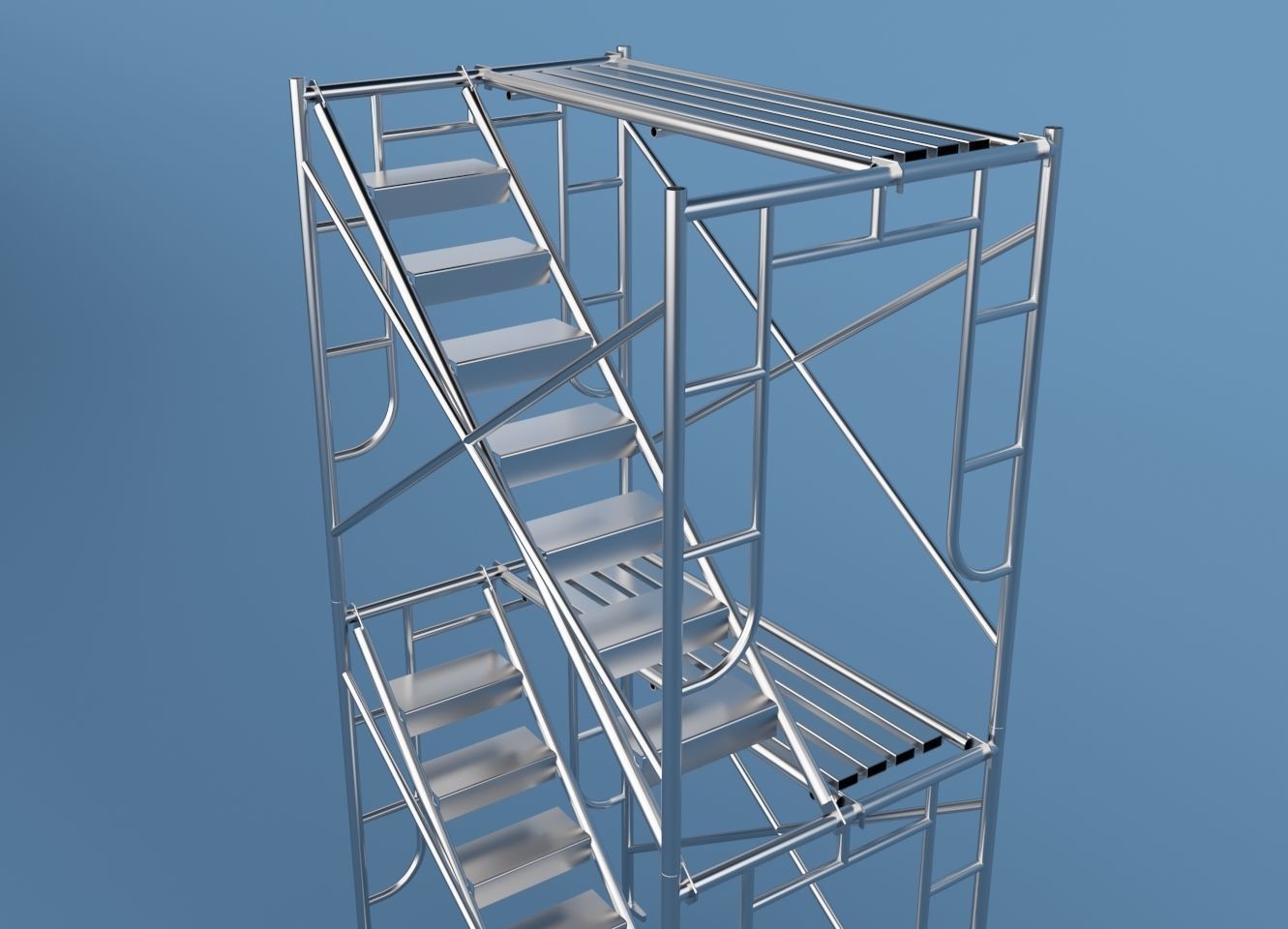 Scaffolding metal tower with stairs 3D model | CGTrader