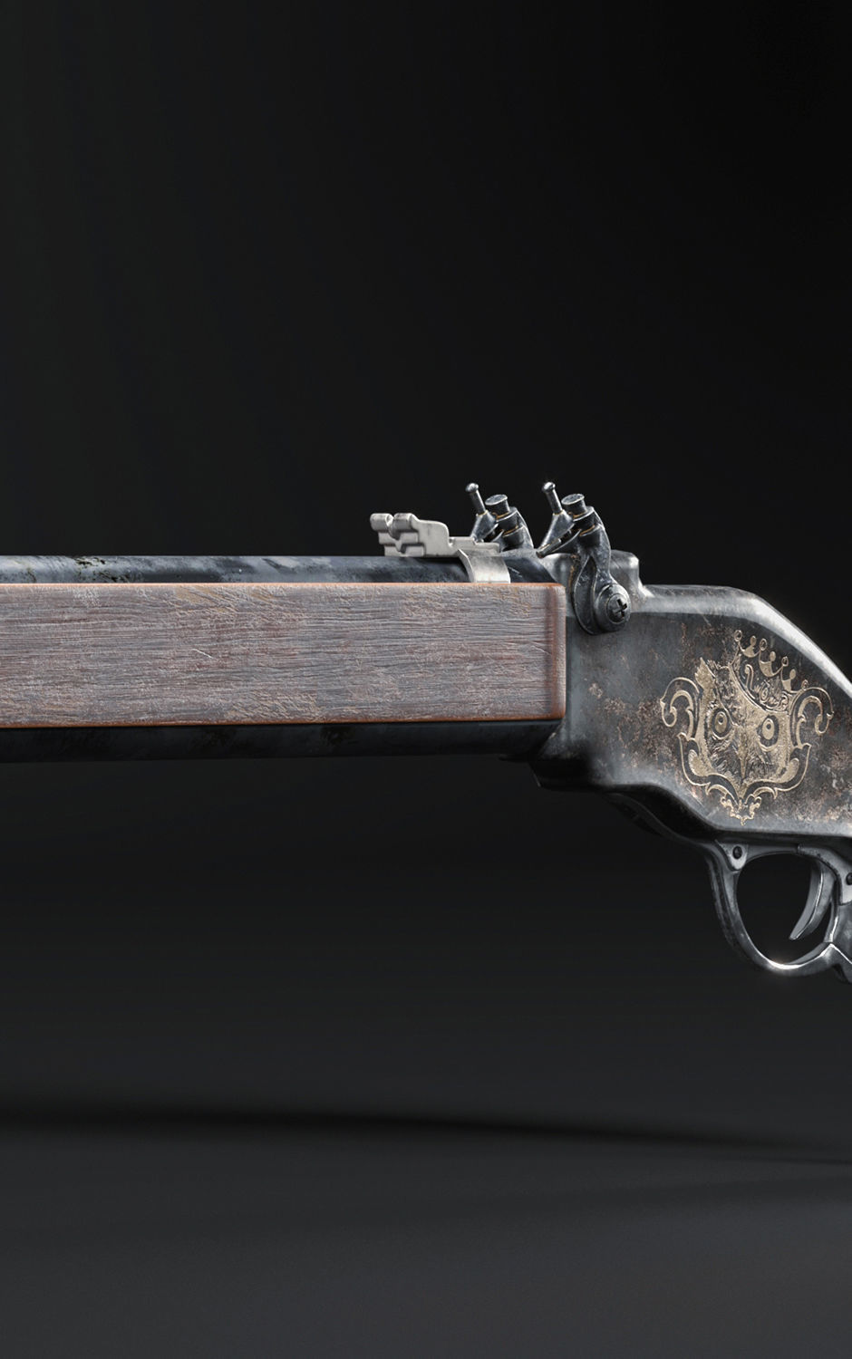 Oldshotgun antique gun 3D model | CGTrader
