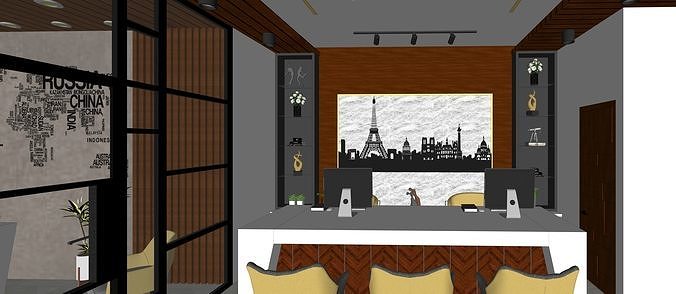 Office interior Design and wall Decor 3D model 3D printable | CGTrader
