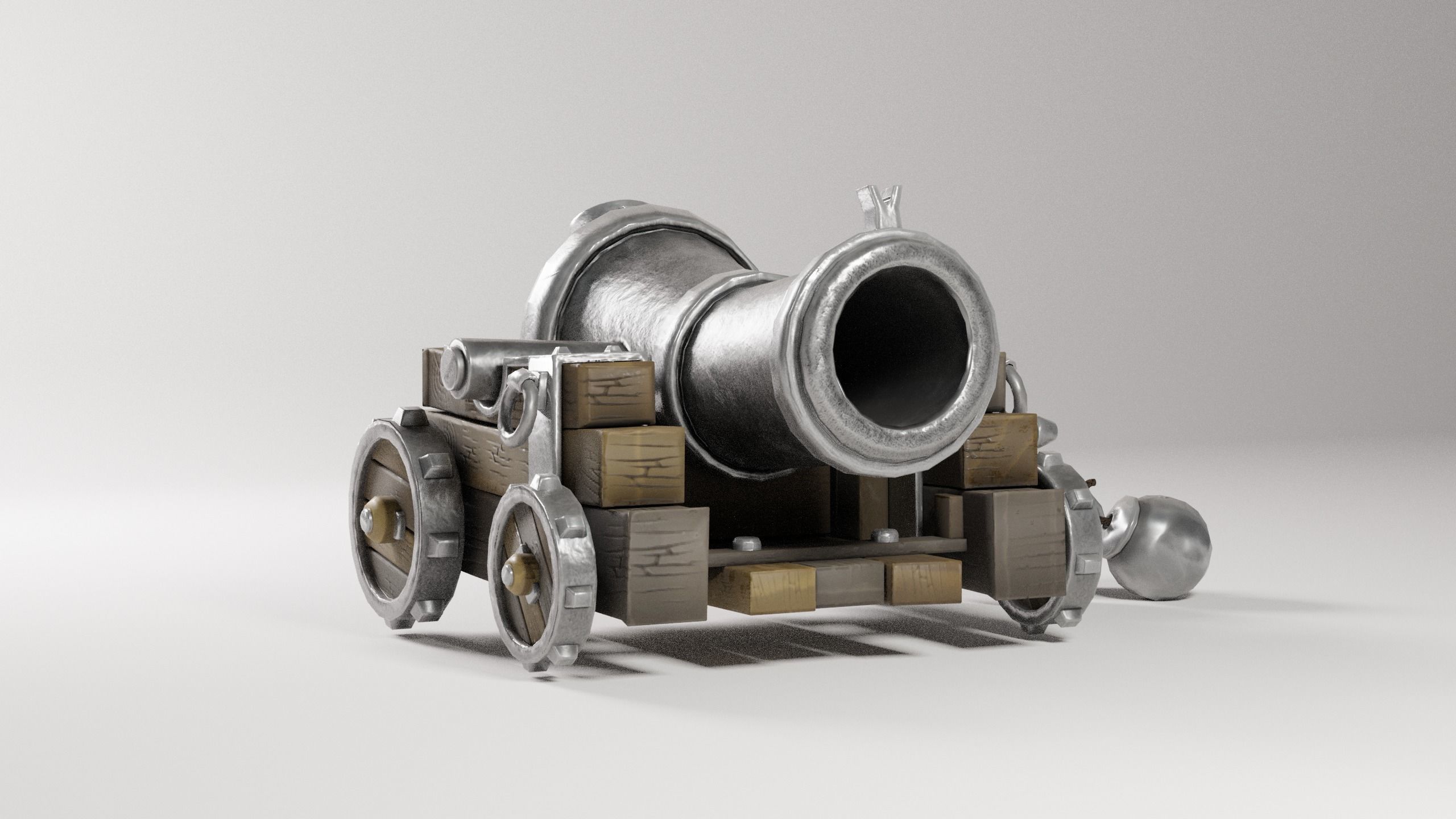 Cannon Low-poly 3D model metal free VR / AR / low-poly 3D model rigged ...