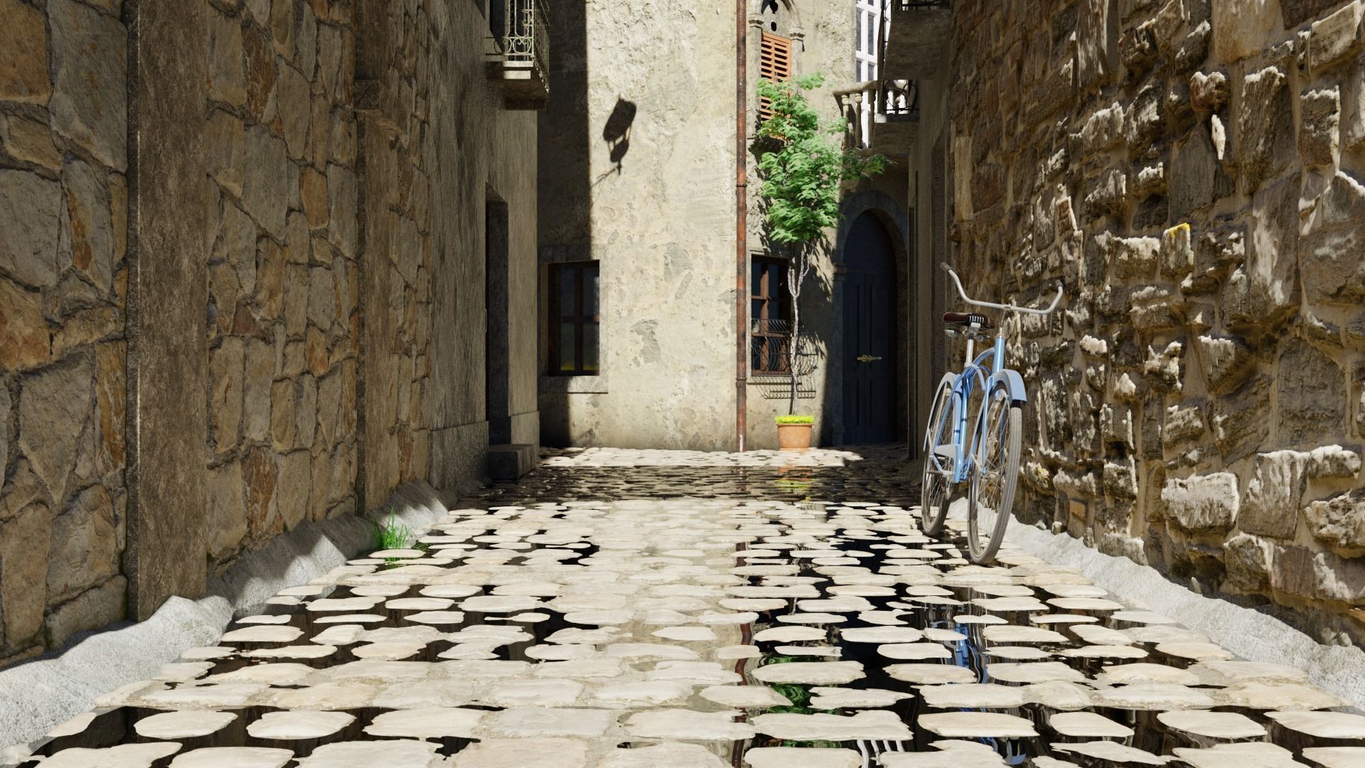European Alley 3d Scene 3D model | CGTrader