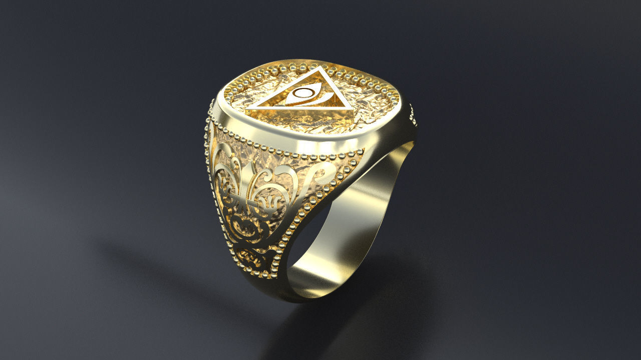 Ring with the ancient symbol of the Illuminati 3D print model 3D model ...