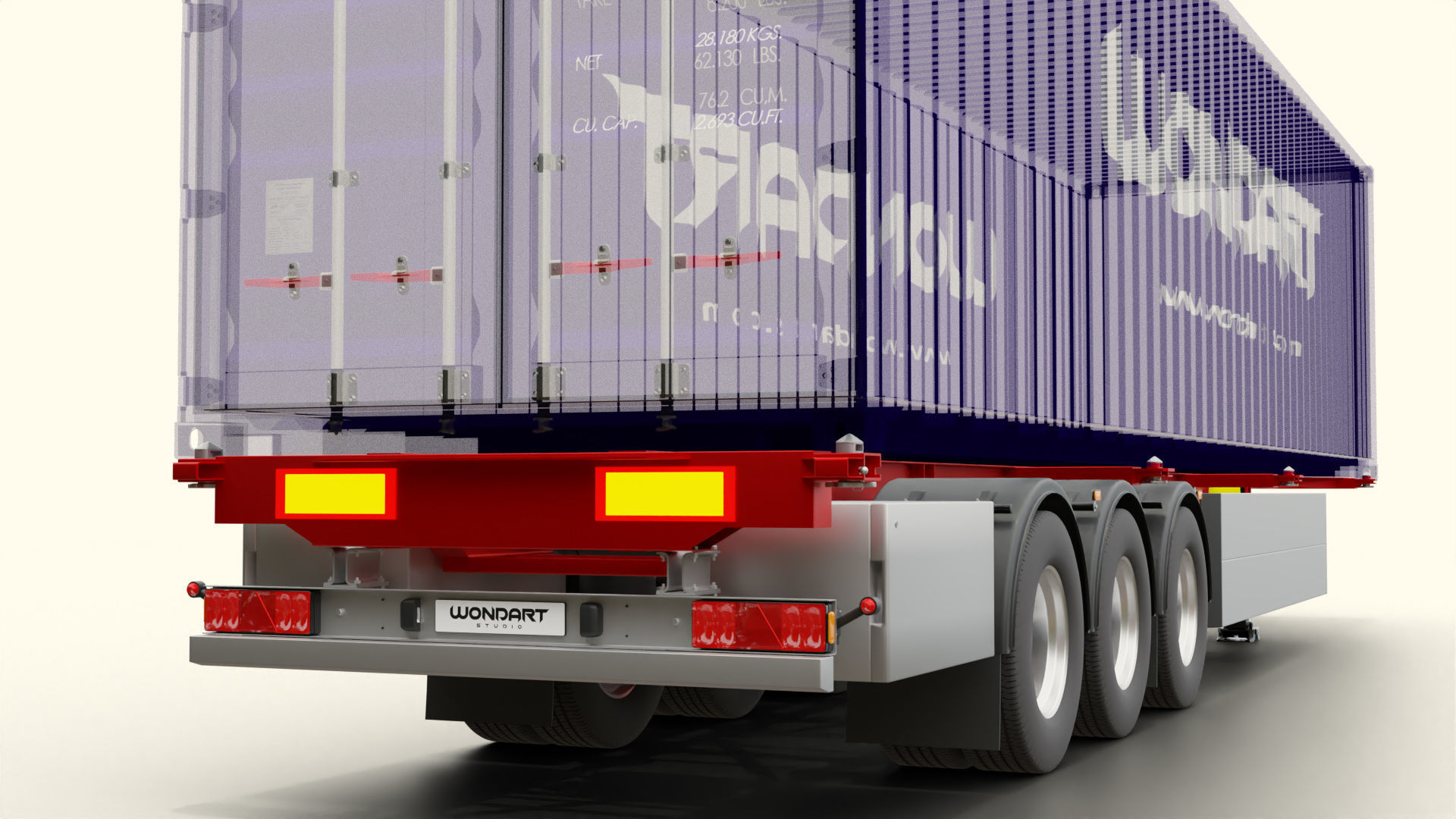3D model Semi Truck Cargo Container Trailer 40ft VR / AR / low-poly ...