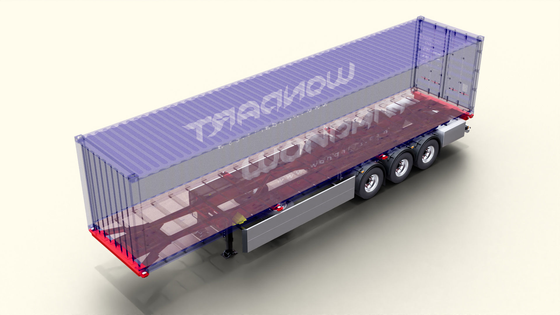 3D model Semi Truck Cargo Container Trailer 40ft VR / AR / low-poly ...